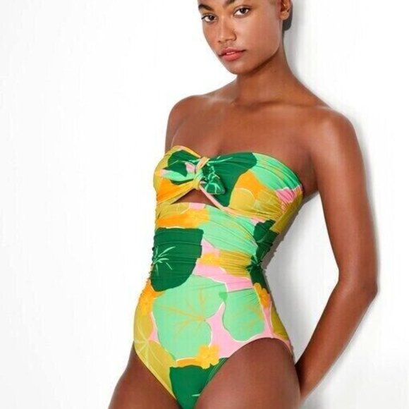 Kate Spade Swim Kate Spade Tie Bandeau One Piece Swimsuit Cucumber